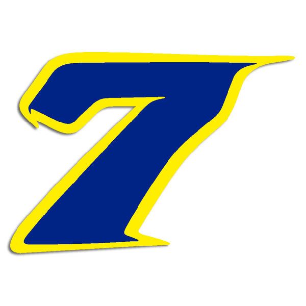 Pegatina número 7 azul oscuro y amarillo