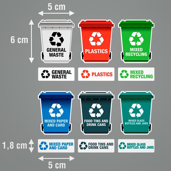 Set 12X Pegatinas Reciclaje en Inglés | TeleAdhesivo.com Set 12X Pegatinas Reciclaje en Inglés | TeleAdhesivo.com